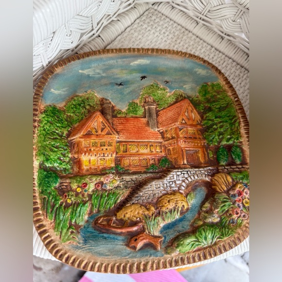 Art | Vtg Colorful Ceramic Wall Plaque With Scenic Design | Poshmark